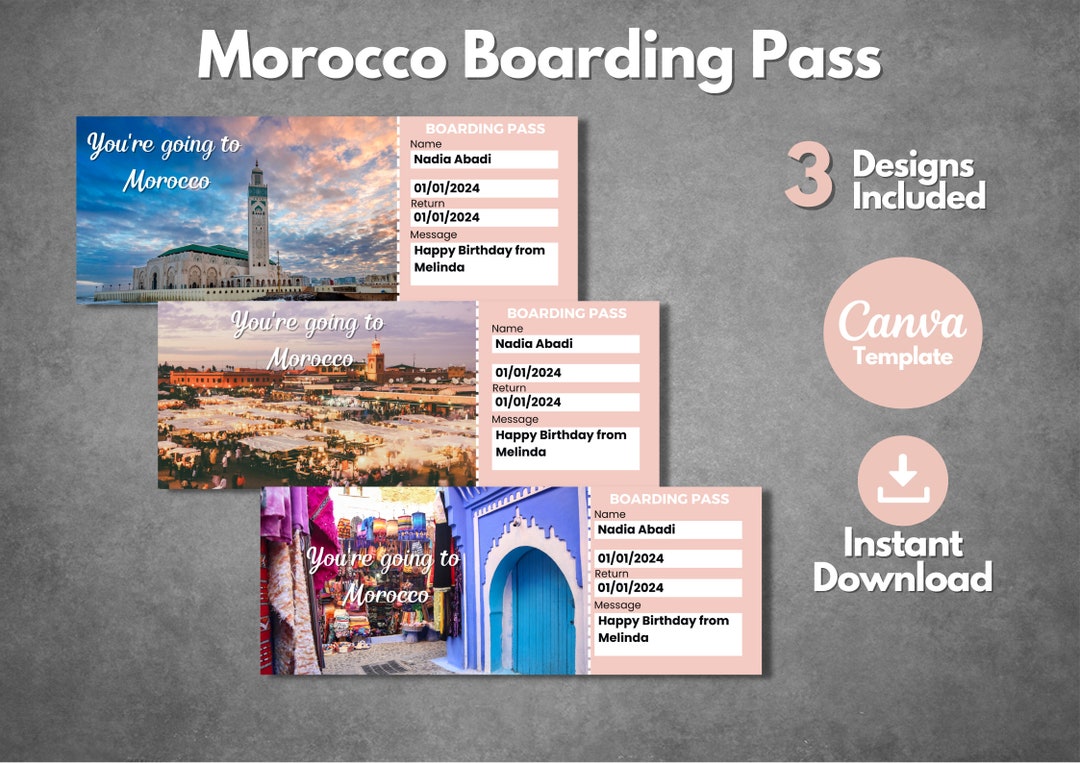 Editable Morocco Surprise Ticket Template, Printable Morocco Boarding ...