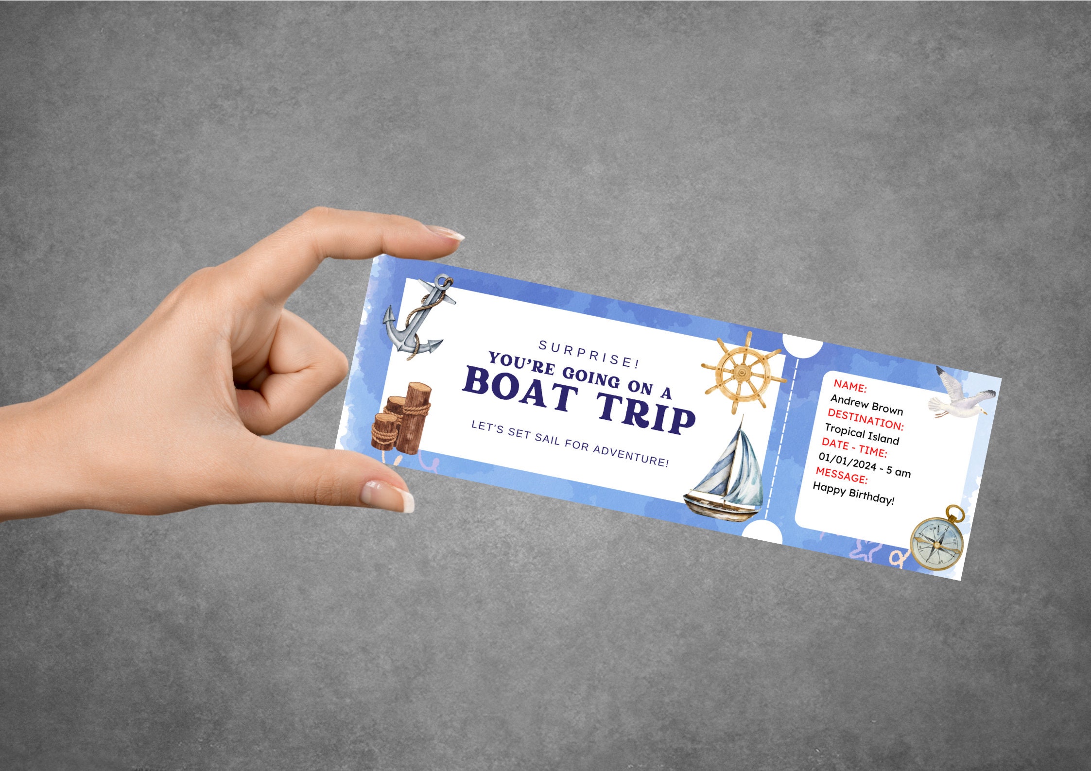 Editable Boat Trip Ticket Template, Boat Vacation Trip Boarding Pass ...