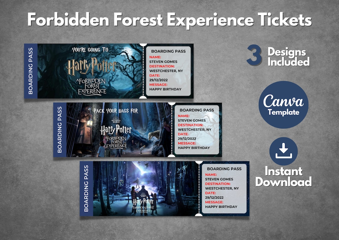 Editable Forbidden Forest Experience Surprise Ticket Template ...