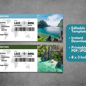 Editable Philippines Boarding Pass Template, Canva Printable Tickets ...