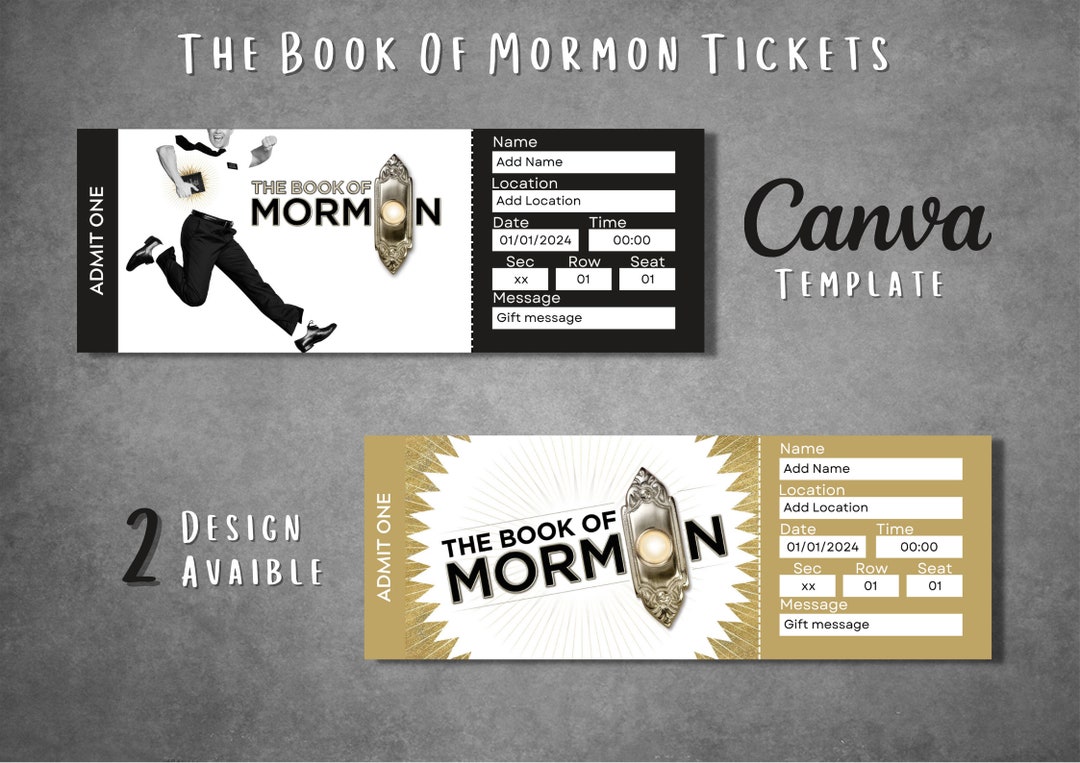 Editable the Book of Mormon Broadway Ticket Template, Printable the ...