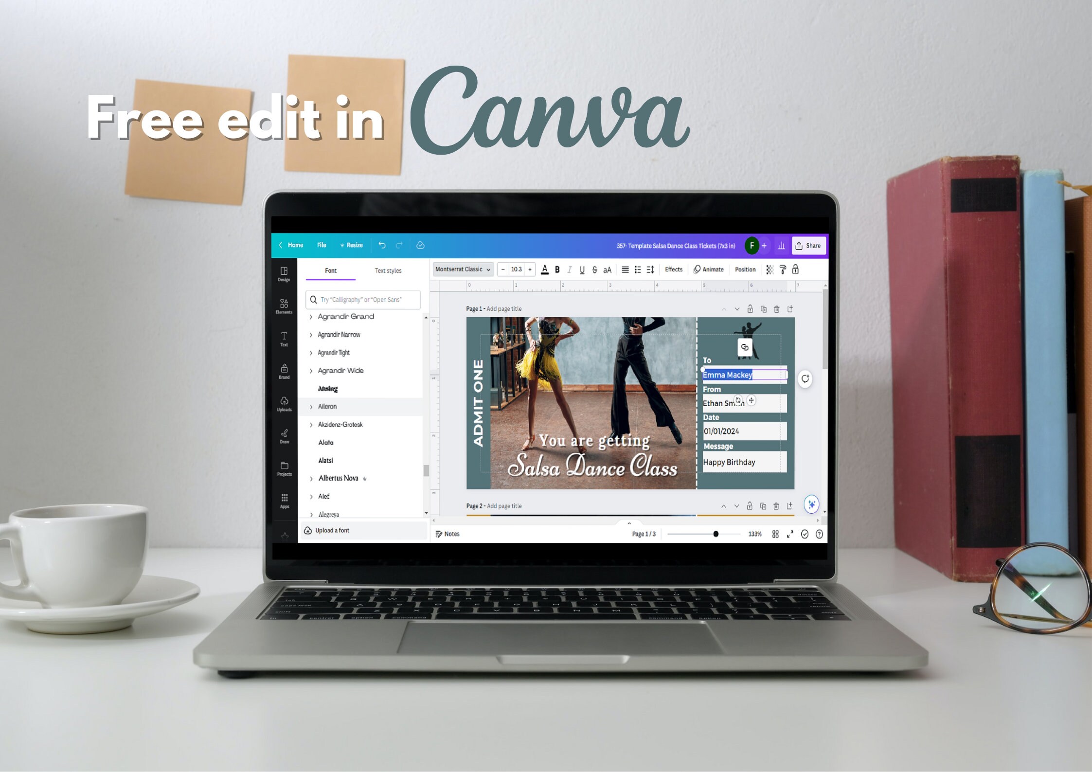 Editable Salsa Dance Class Ticket Template, Printable Salsa Lesson ...