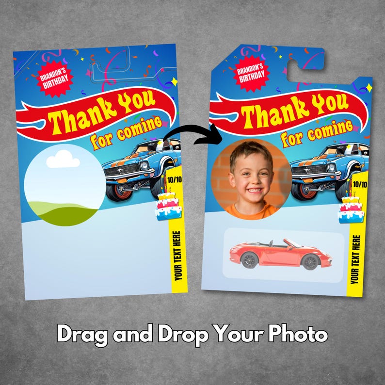 Editable Toy Car Packaging Thank You Tag Template, Printable Car ...