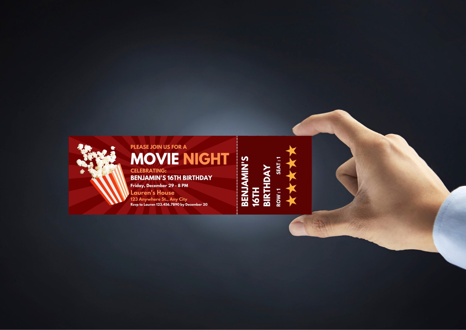 Editable Movie Night Ticket Template, Printable Movie Night Voucher ...