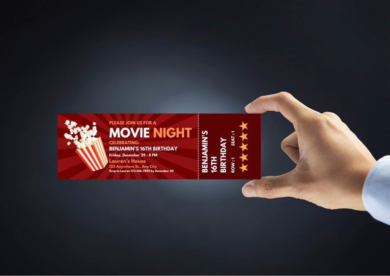 Editable Movie Night Ticket Template, Printable Movie Night Voucher ...