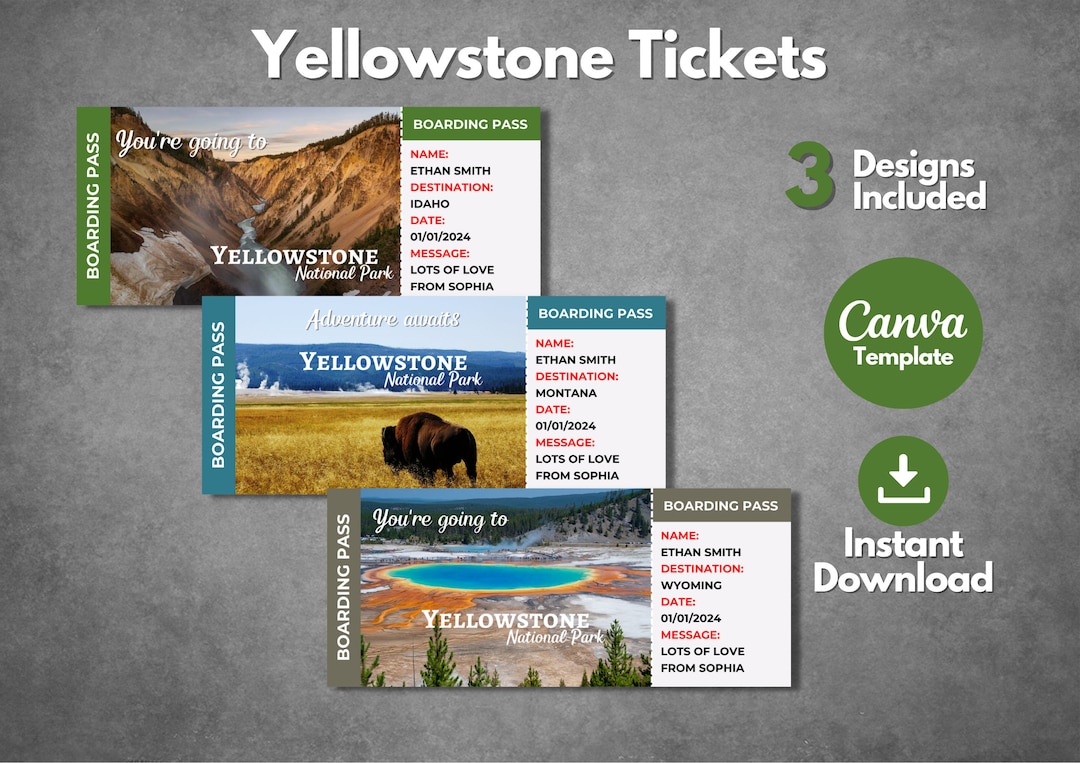 Editable Yellowstone Surprise Ticket Template, Printable Yellowstone ...