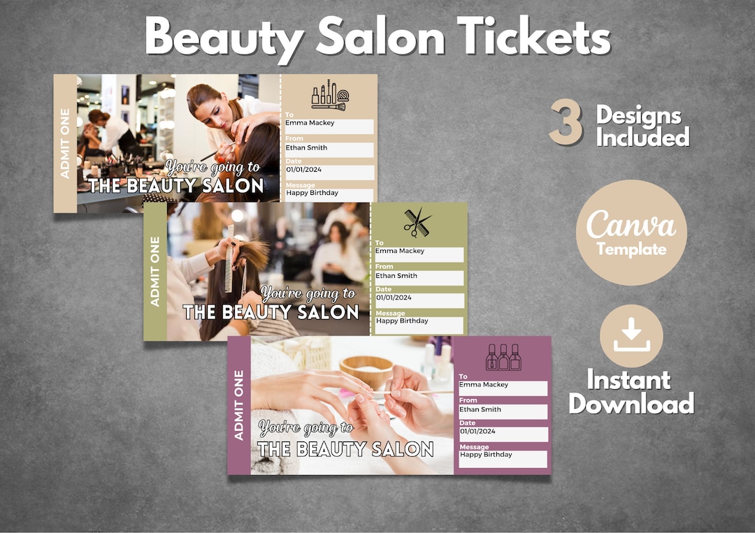Editable Beauty Salon Surprise Ticket Template, Printable Beauty Salon ...