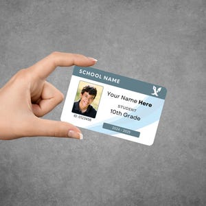 Editable Student ID Card Template, Custom ID Badge Template, Printable ...