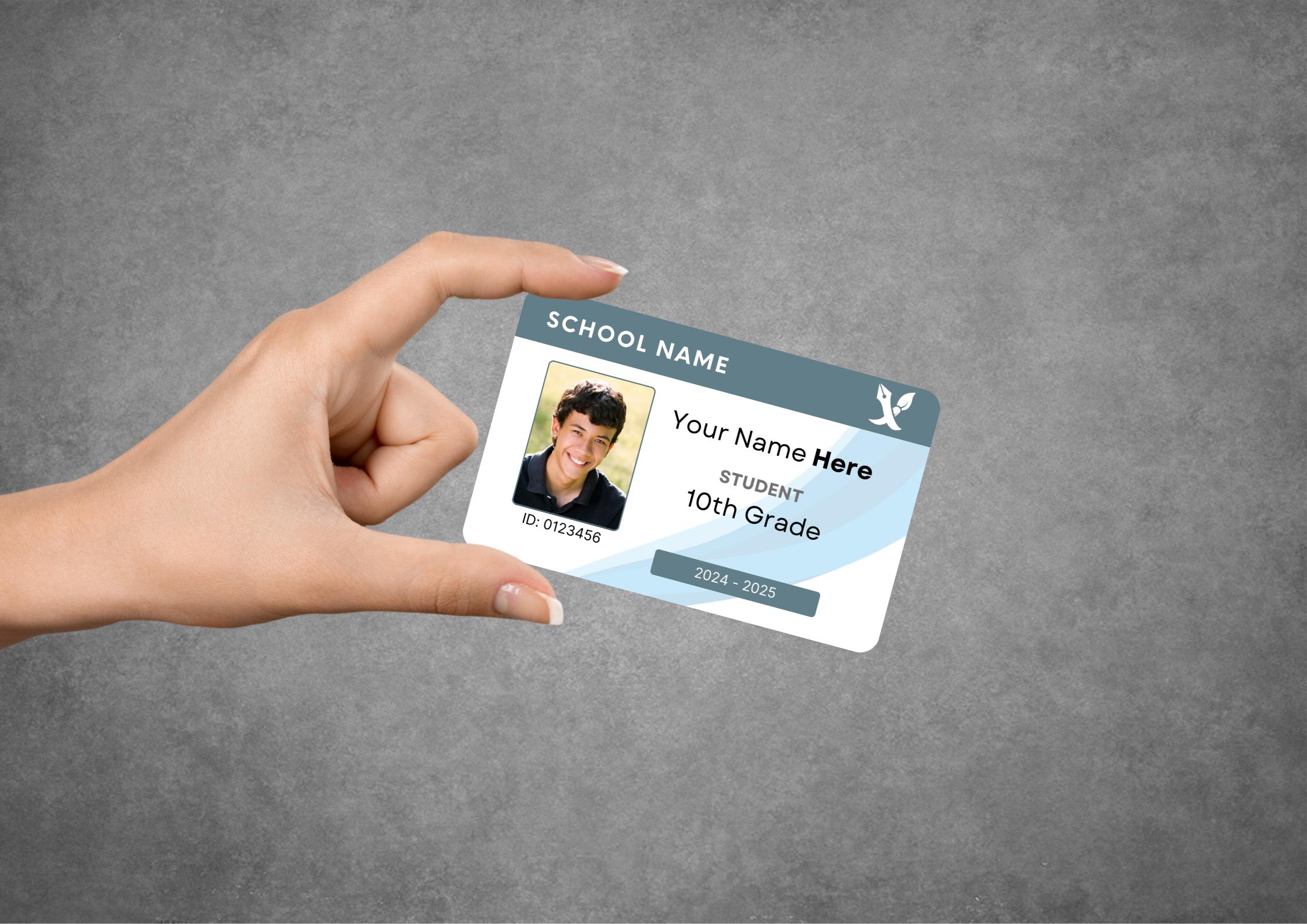 Editable Student ID Card Template, Custom ID Badge Template, Printable ...