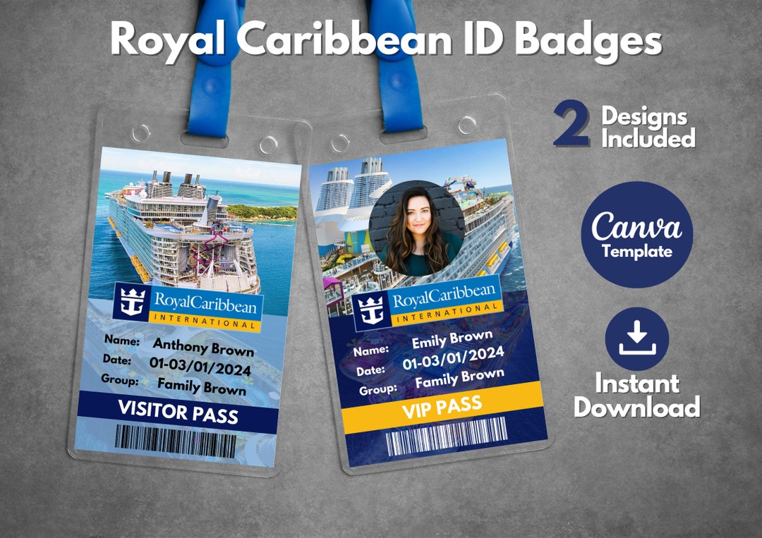Editable Royal Caribbean ID Badges Template, Printable Royal Caribbean ...