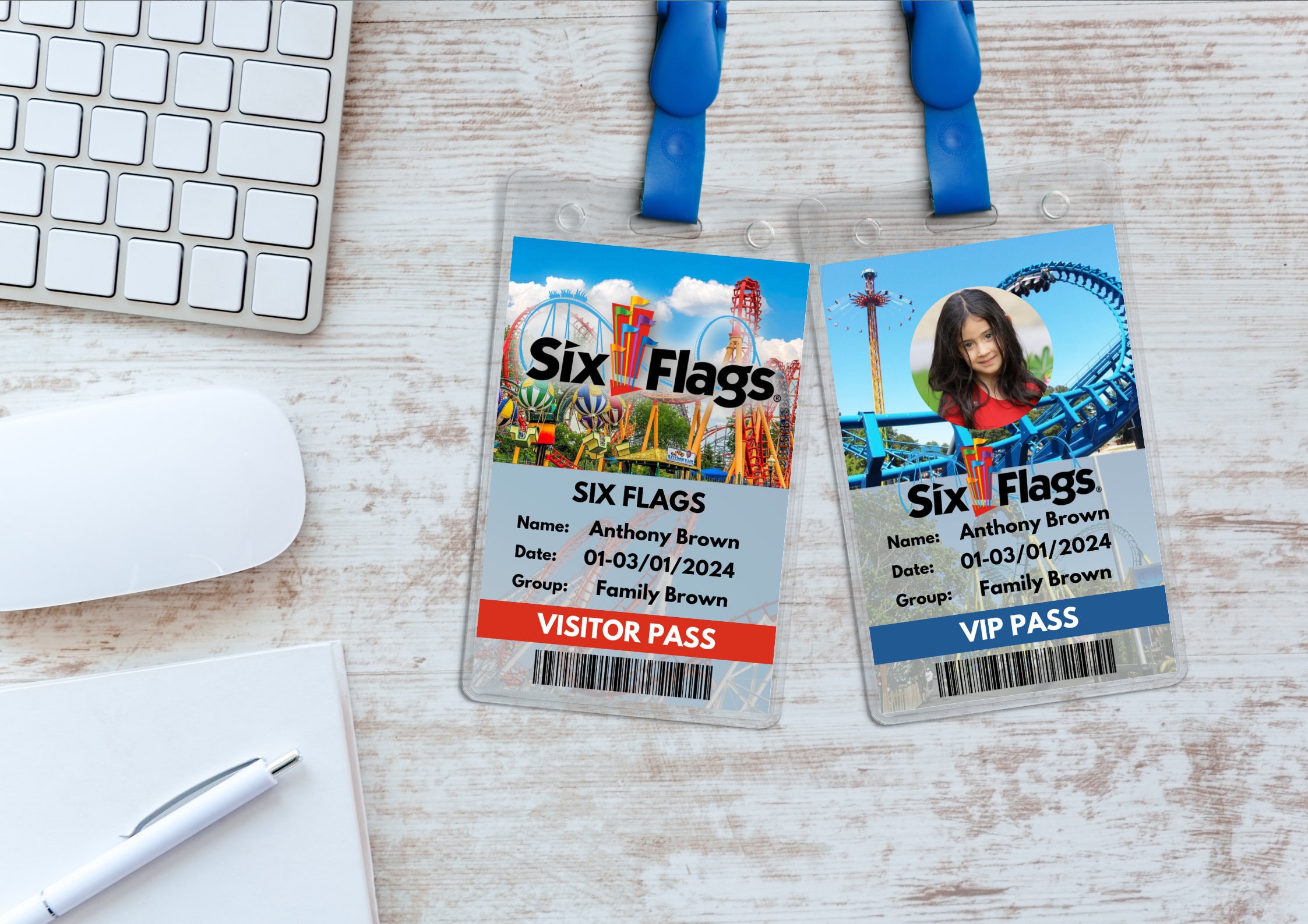 Editable Six Flags ID Badges Template, Printable Six Flags Visitor ID ...