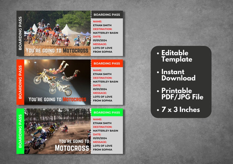 Editable Motocross Race Surprise Gift Ticket Template, Printable ...