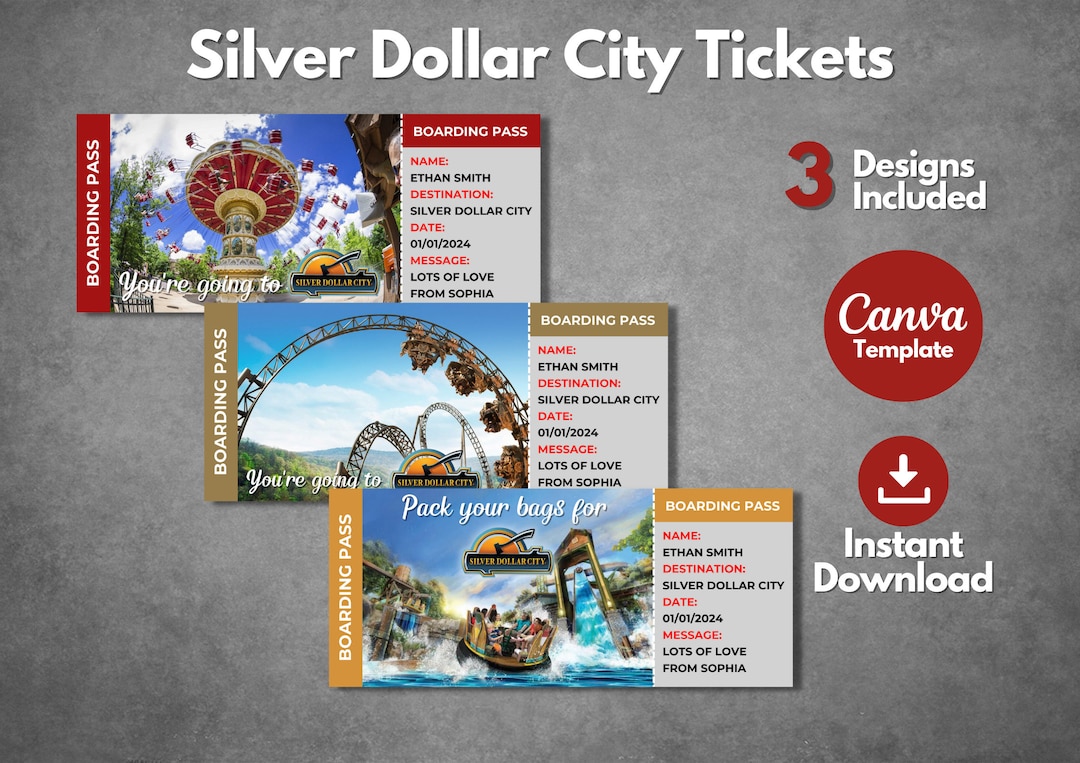 Editable Silver Dollar City Surprise Ticket Template, Printable Silver ...