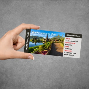 Editable Bali Boarding Pass Template, Printable Bali Indonesia Gift ...
