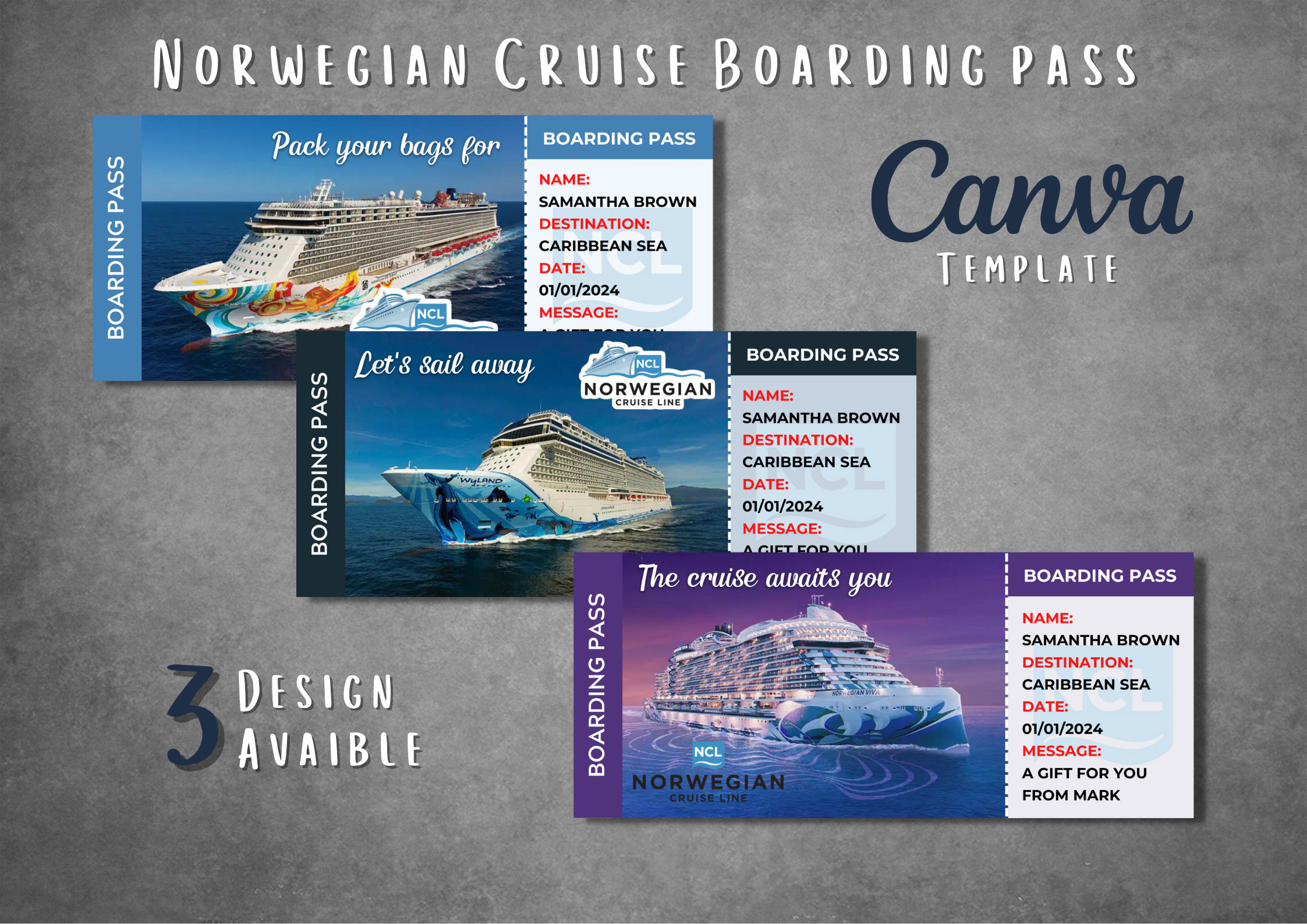 Printable Norwegian Cruise Line Surprise Ticket Template, Editable ...