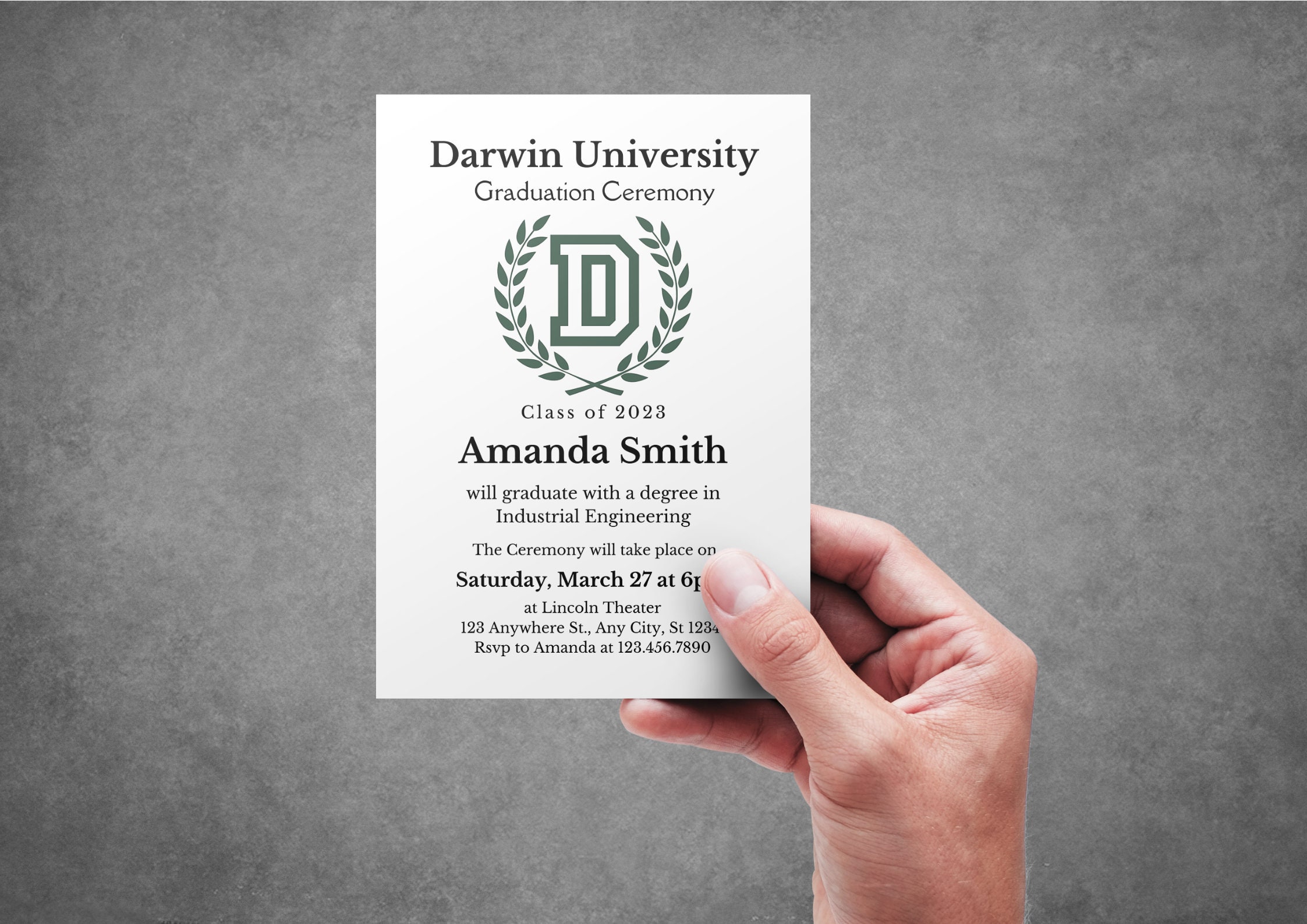 Formal College Graduation Announcement With School Logo, Editable ...