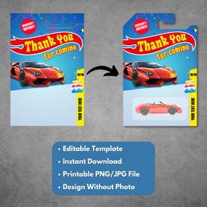Editable Toy Car Packaging Thank You Tag Template, Printable Car ...