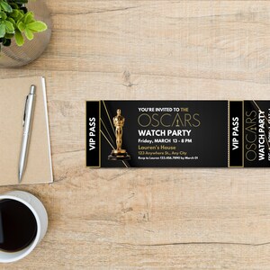 Editable Oscars Party Invitation Template, Printable Red Carpet Watch ...
