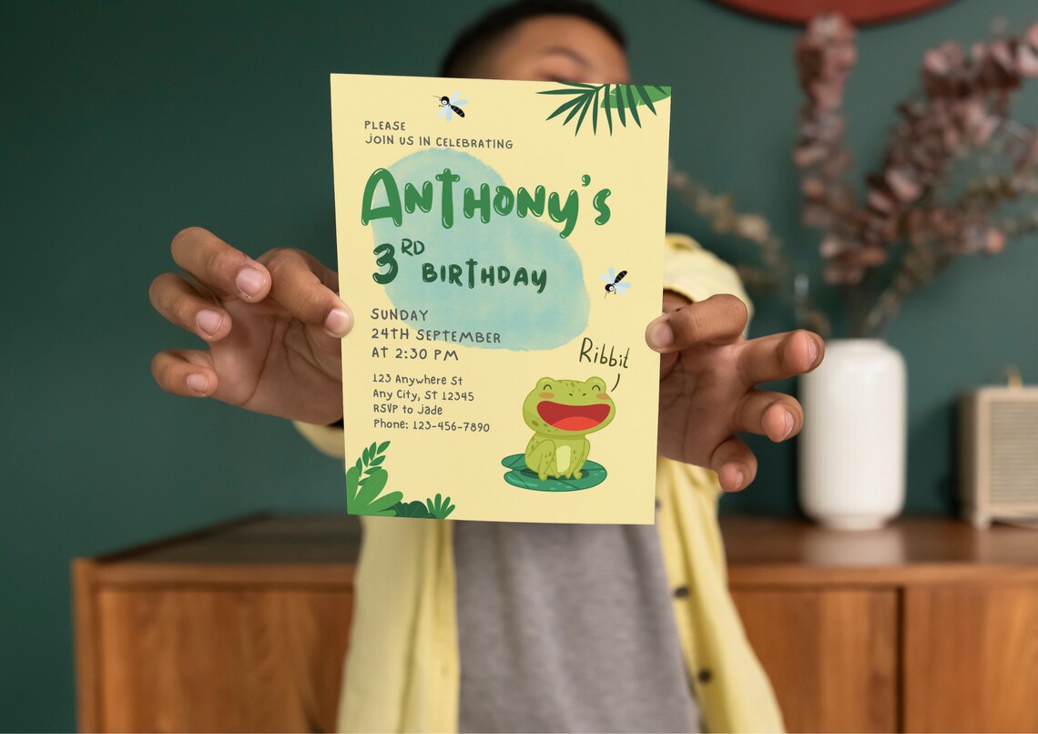 Printable Frog Birthday Invitation Template, Froggy Kids Birthday Party ...