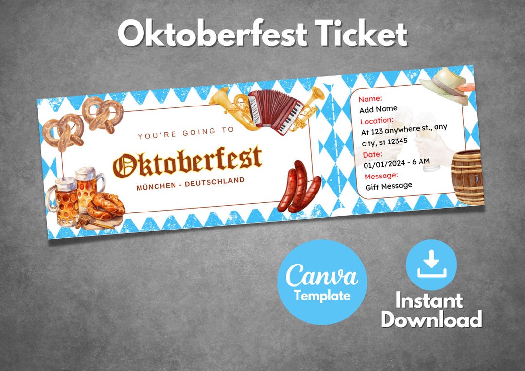 Editable Oktoberfest Ticket Template, Printable Oktoberfest Surprise ...