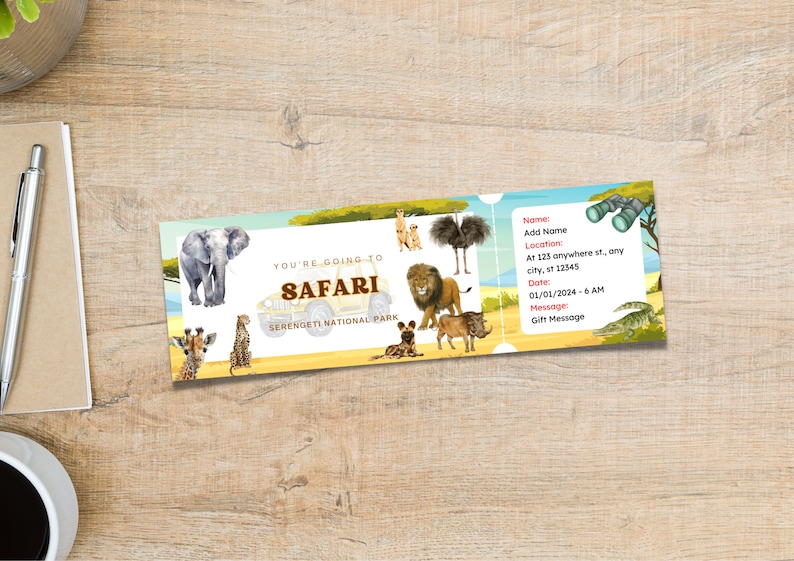 Editable Safari Ticket Template, Printable Boarding Pass (canva) - Etsy