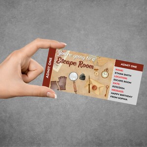 Editable Escape Room Ticket Template, Printable Escape Room Invitation ...