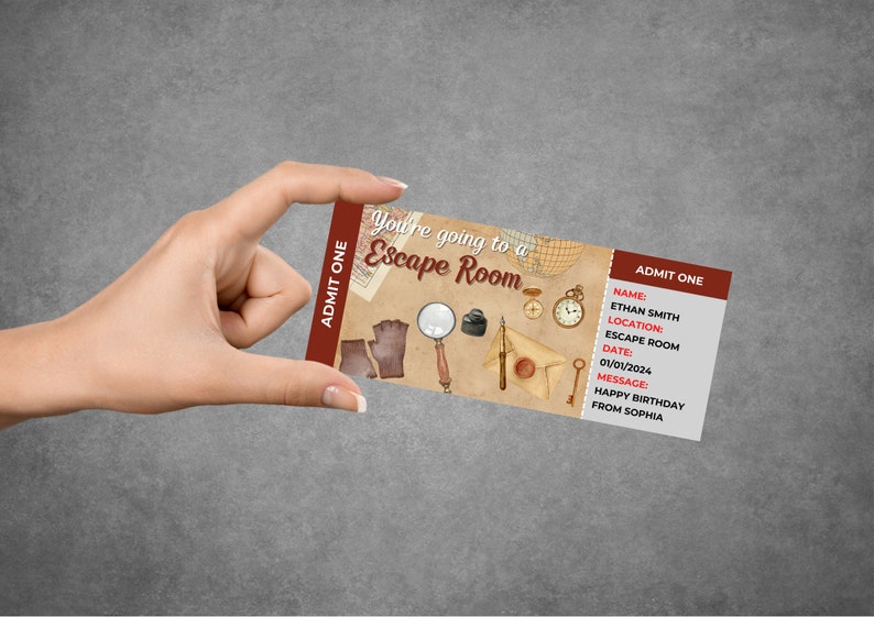 Editable Escape Room Ticket Template, Surprise Gift Voucher (canva ...