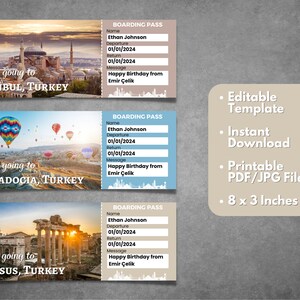 Editable Turkey Boarding Pass Template, Printable Turkey Surprise Gift ...