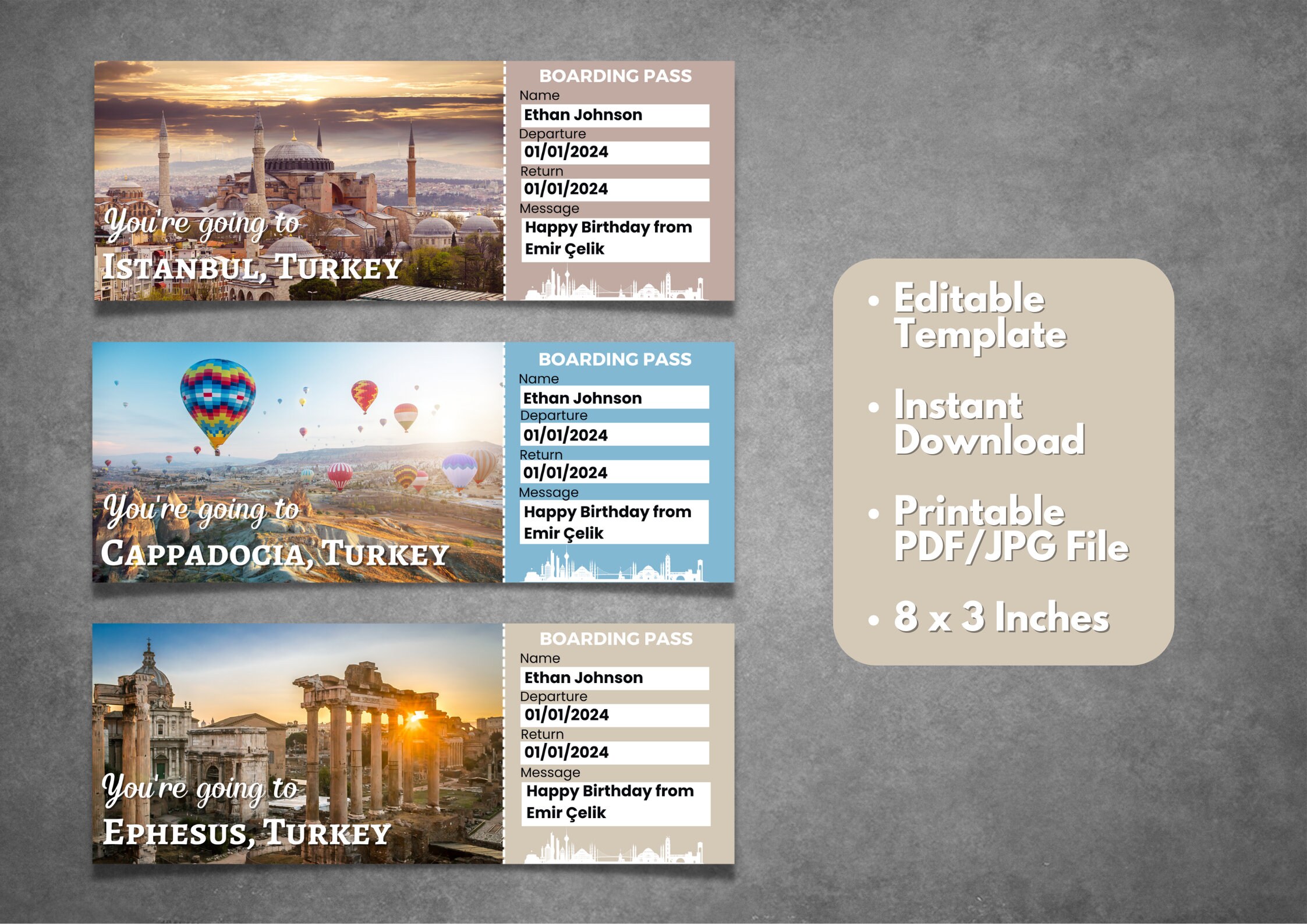 Editable Turkey Boarding Pass Template, Printable Turkey Surprise Gift ...