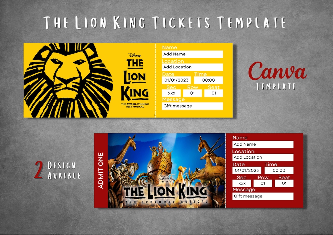 Editable the Lion King Surprise Ticket Template, Printable the Lion ...