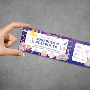 Editable Slumbers Party Tickets Template, Printable Sleepover ...