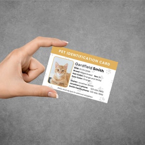 Editable Pet ID Card Template, Custom Dog ID Card Template, Printable ...