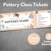 Editable Pottery Class Ticket Template, Printable Pottery Lesson ...