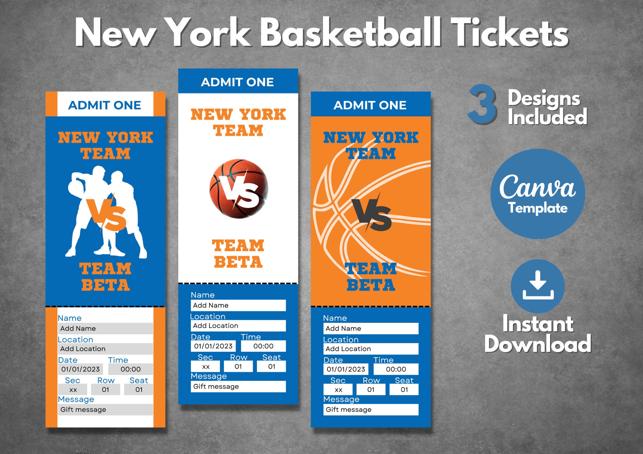 Editable New York Basketball Ticket Templates, Printable New York ...