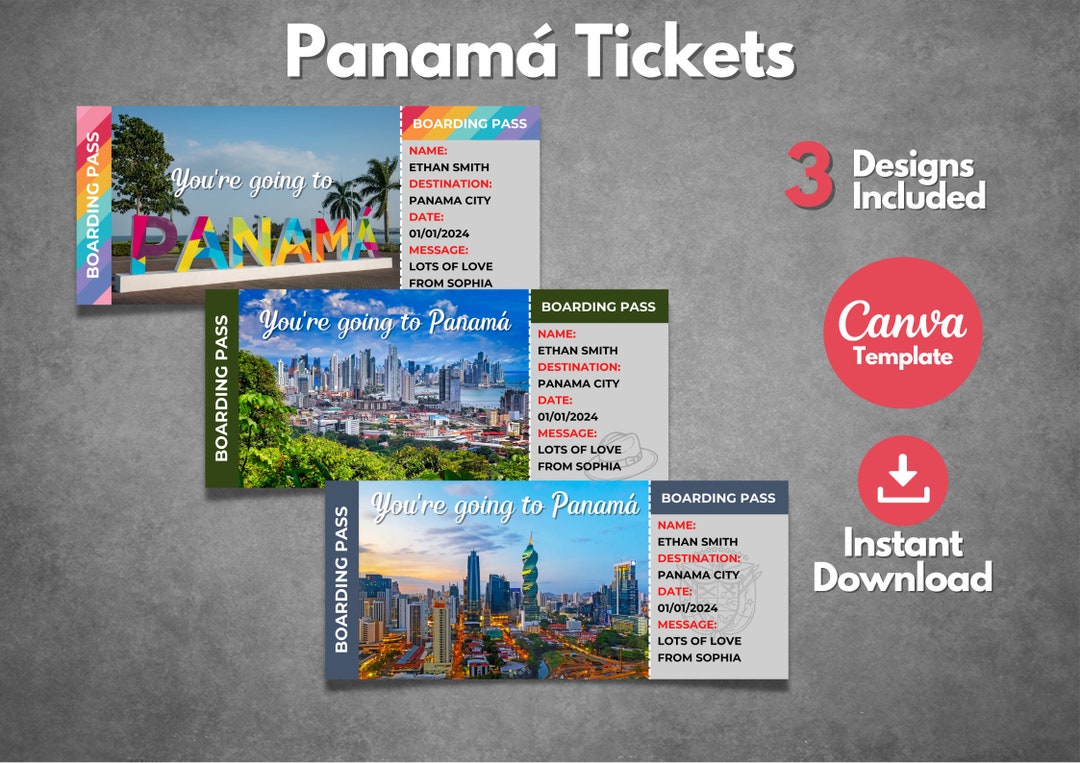 Editable Panama Ticket Template, Printable Panamá Boarding Pass, Custom ...