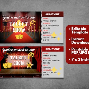 Editable Talent Show Ticket Template, Printable School Theater Show ...