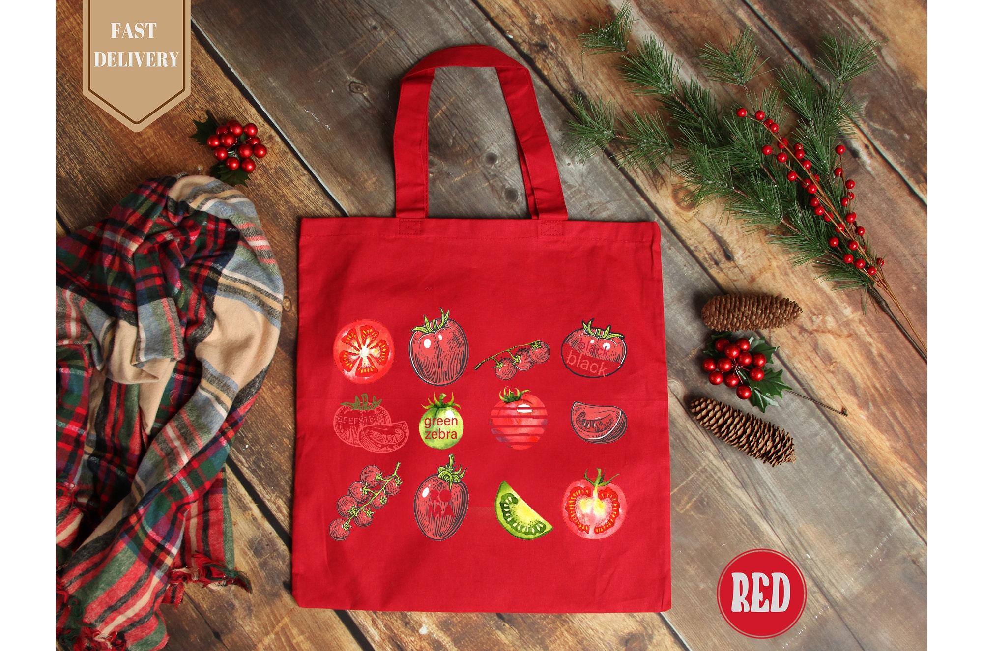 Tomato Tote Bag, Cotton Reusable Bag, Tomato Aesthetic Tote Bag, Market ...