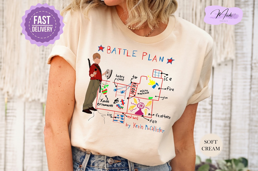 Home Alone Battle Plan Map T-shirt, Christmas Battle Plan Shirt, Funny ...