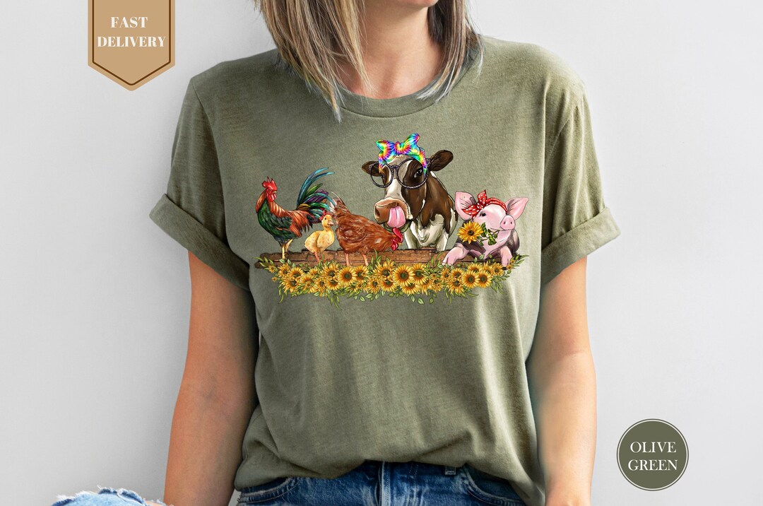 Farm Shirt, Cow Shirt, Chicken Tshirt, Cute Animal Farm Tees, Farm ...