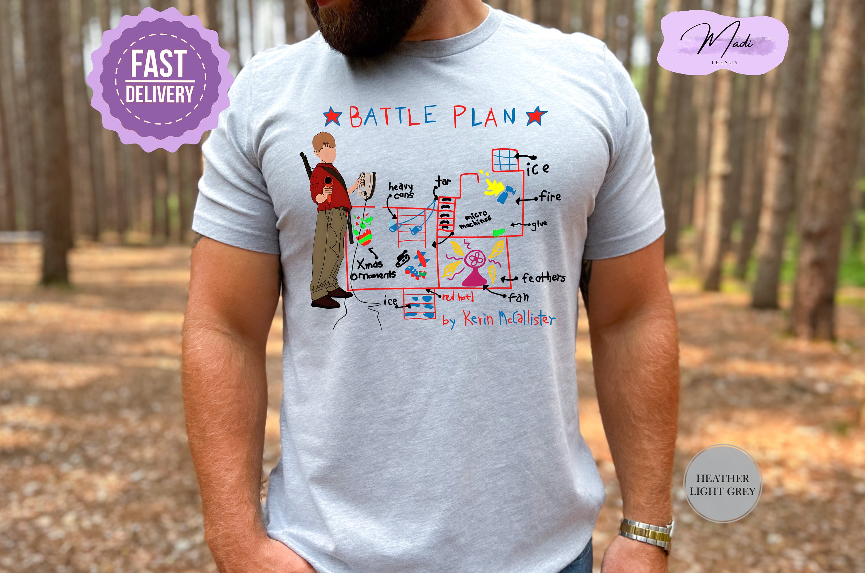 Home Alone Battle Plan Map T-shirt, Christmas Battle Plan Shirt, Funny ...
