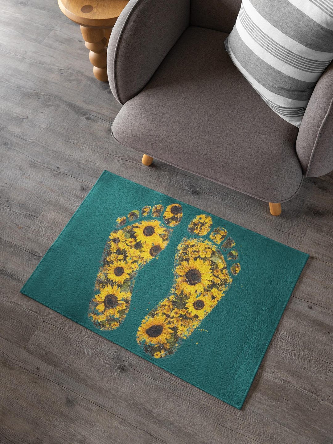 Sunflower Footprints Area Rug, Romantic Home Decor Accent, Valentine's ...