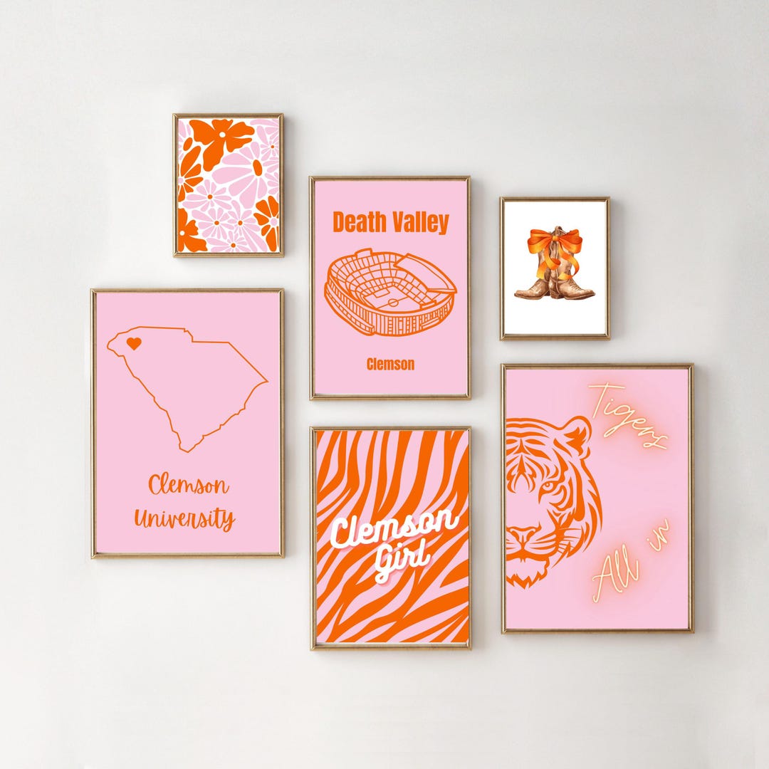 Clemson University Inspired Dorm Wall Art , 7 Posters for Dorms ...