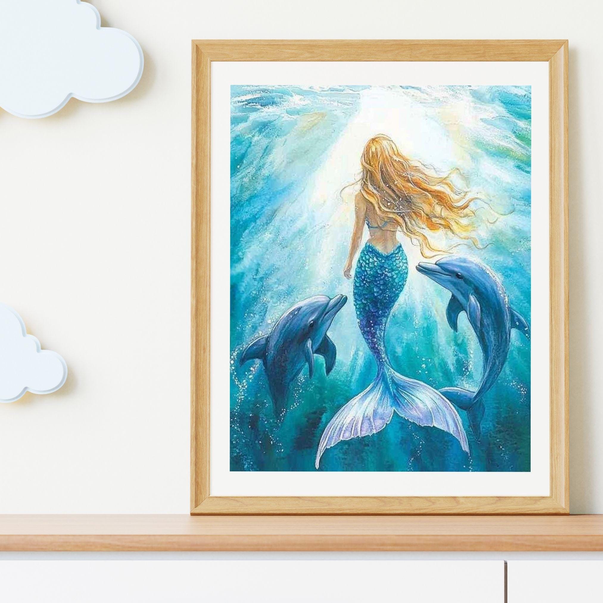 PRINTABLE Mermaid Watercolor Wall Art Print, Mermaid Painting Poster ...