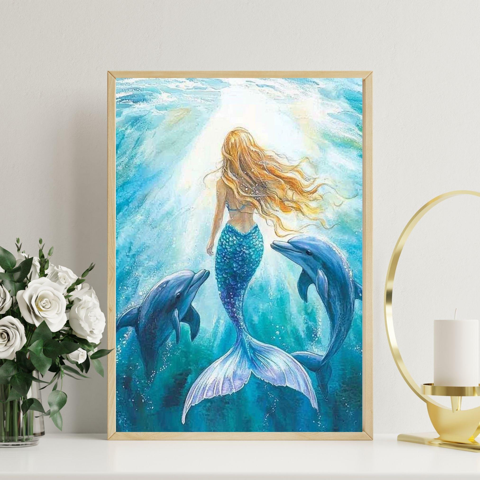 PRINTABLE Mermaid Watercolor Wall Art Print, Mermaid Painting Poster ...
