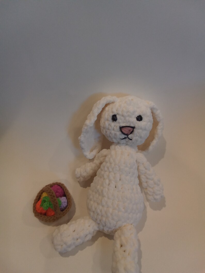 Crochet Stuffed Animal, Easter Bunny Plushie, Rabbit With Basket - Etsy