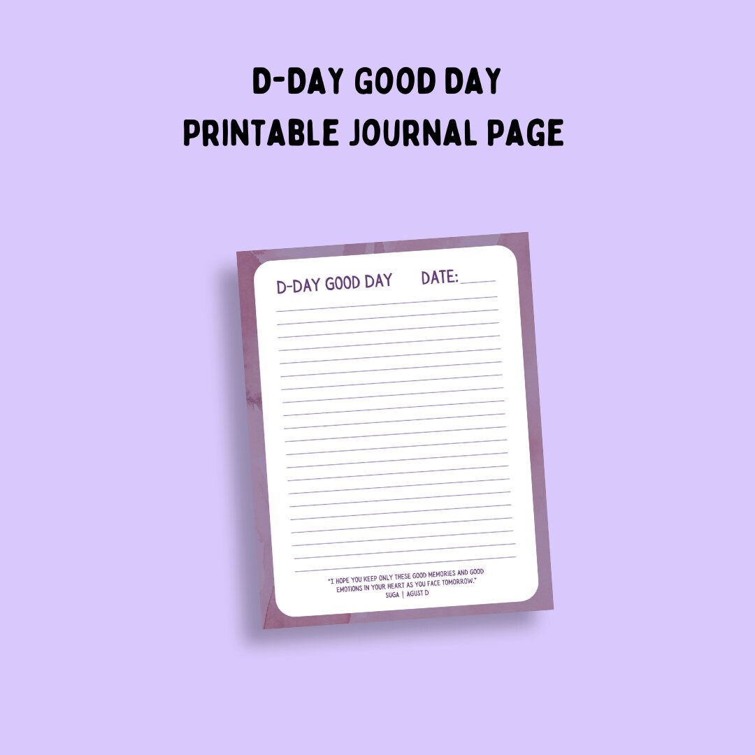 SUGA D-day Good Day Journal Page | Positive Memories Tracker ...