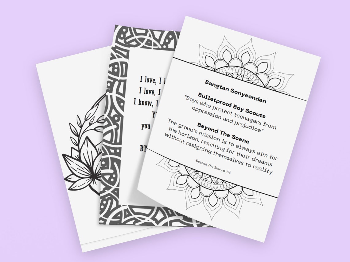 BTS Printable Quotes on Coloring Pages | Bangtan Coloring Pages | OT7 ...