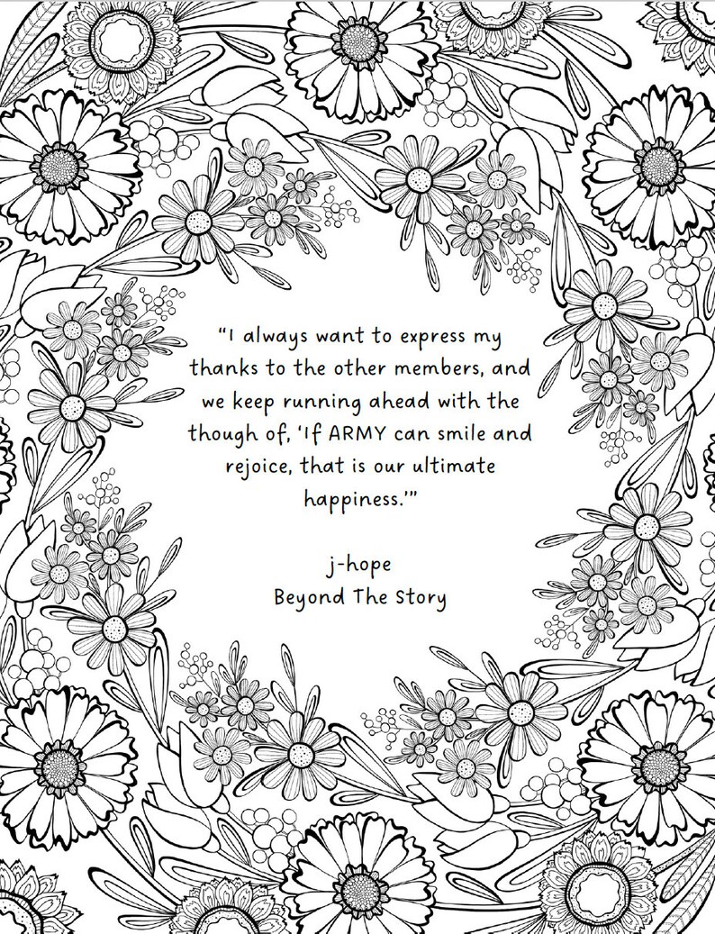 BTS Printable Quotes From Beyond the Story Coloring Pages | Bangtan ...