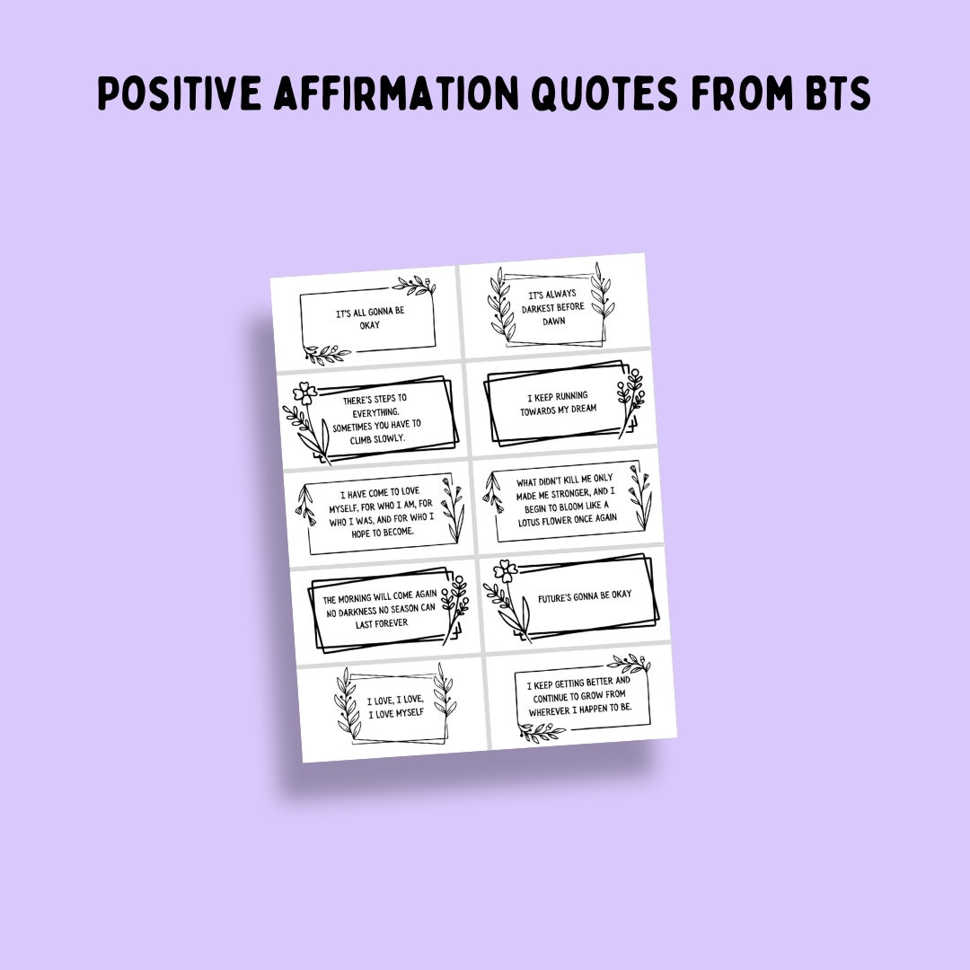 Positive Affirmation Quotes From BTS | Positive Mantra Quotes From BTS ...