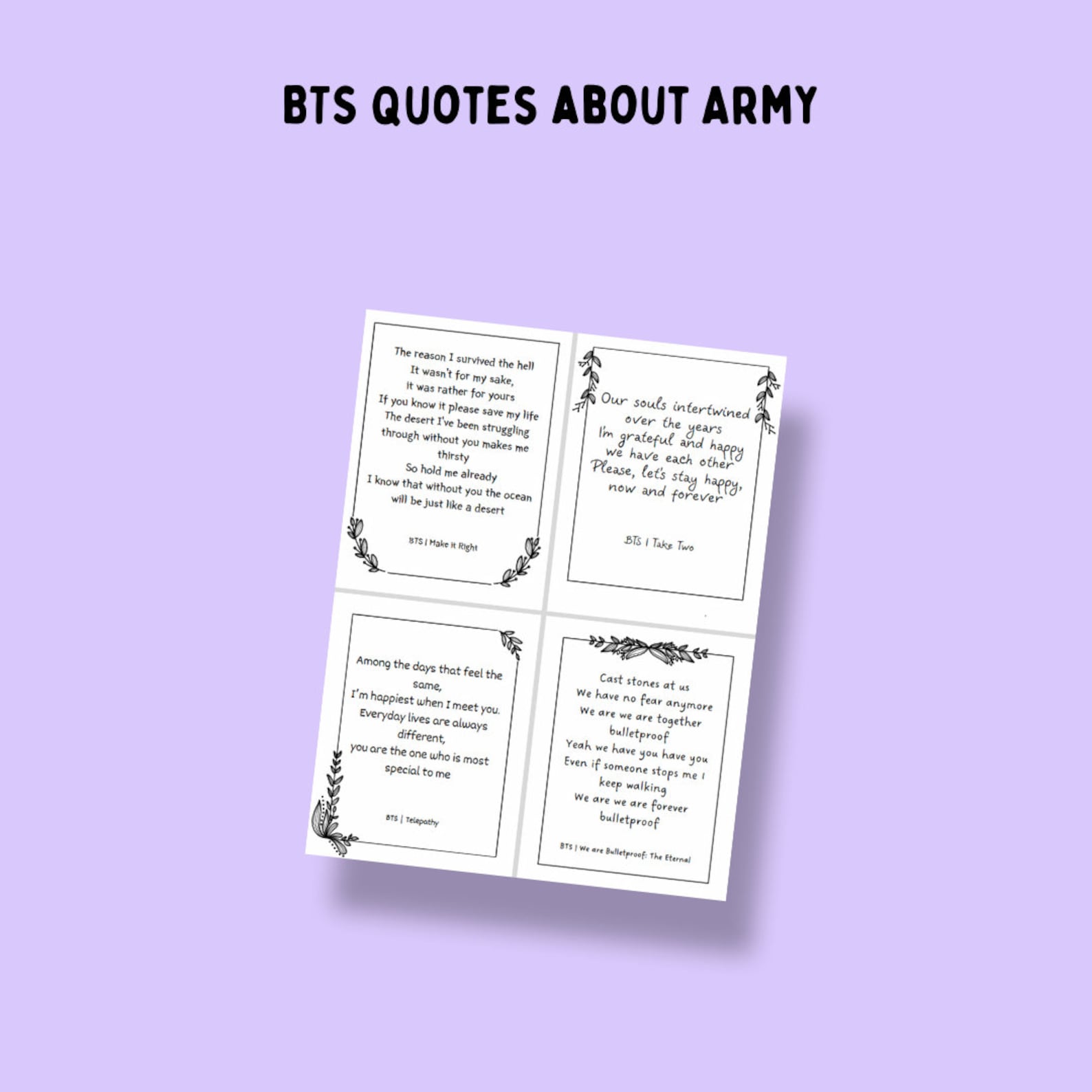 Printable BTS Quotes About ARMY | Bangtan Quotes About ARMY | Printable ...